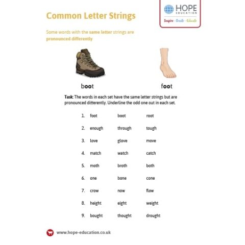 Common letter strings worksheet - Hope Blog