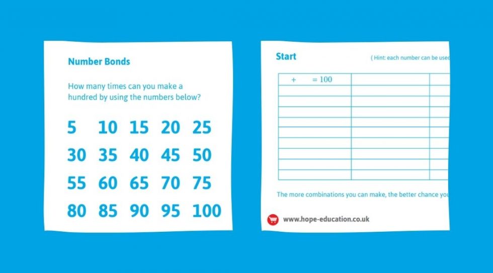 Number bonds to 100: A worksheet - Hope Blog