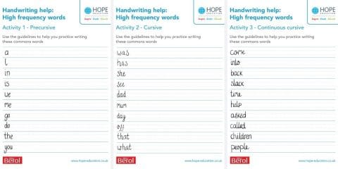 Handwriting practice: A resource pack for KS1 - Hope Blog